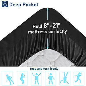 BedLuxury Full XL Black Mattress Topper Mattress Pad Cover Plush Soft Pillowtop with Elastic Deep Pocket Overfilled Down Alternative Filling