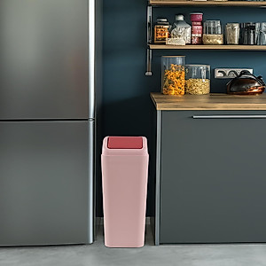 Dehouse 10 L/2.6 Gallon Trash Can with Swing-Top Lid, Plastic Swing-Top Trash Can, Pink