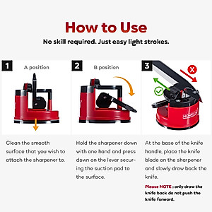 HOMELIA - Knife Sharpener - Pocket Knife Sharpener Tool - Afilador De Cuchillos - Kitchen Knife Sharpener with suction cup - Blade Sharpener - Knife Sharpening Kit