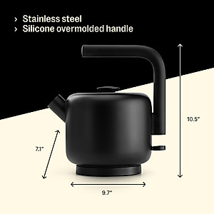 Fellow Electric Clyde Kettle - 1.5 Liter Capacity - Modern Twist On Stovetop Design, All-Purpose, Stainless Steel - Warm Water for Ramen, Oatmeal, Tea, Coffee & more - Large Capacity