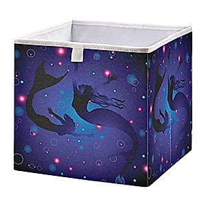 Sletend Storage Bins Mermaid Bubble Seabed Collapsible Storage for Cube Organizers Home Closet Bedroom (11" x 11" x 11")