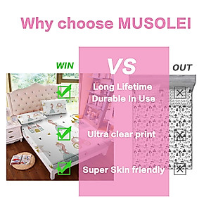 MUSOLEI Princess Fitted Sheet Set Cute Girl Castle Sheet Girl Bed Sheets Girls Teens Kids Bedding Set 1 Deep Pocket Fitted Sheet with Pillowcase Microfiber (Princess, Twin)
