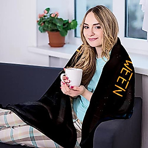 Trick Or Treat Spooky Halloween Prints Soft Warm Cozy Blanket Throw for Bed Couch Sofa Picnic Camping Beach, 150×100cm