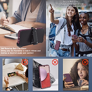 Nofnus for Samsung Galaxy A14 5G case,A14 5G Heavy Duty case,[Military Grade Protective ][Shockproof] [Dropproof] [Dust-Proof], ONLY Fit Galaxy A14 5G Phone (WineRed/Pink)