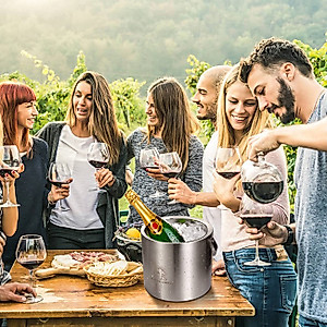 Han Joo Stainless Steel Ice Bucket - 3L Capacity with Lid, Scoop, and Tongs for Cocktails, Wine, Beer, Champagne - Keep Drinks Ice-Cold for Parties, Bars, and Events