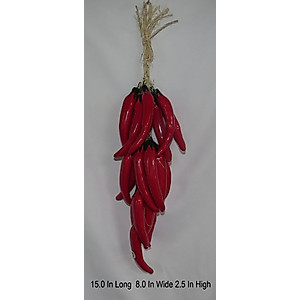 Generic Ceramic Talavera Red Chile Pepper - 15 in Red Chiles - Beautiful Mexican Handmade - Individually Unique - Red Chili Pepper Decorations - Pepper String - Red Chili Décor