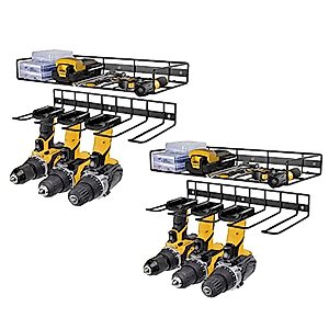 Jeasor Heavy Duty Floating Power Tool Organizers, Metal Holder Wall Mount Storage Rack for Tools, Utility and Sturdy Drill Rack, Multifunctional Garage Tool Rack(4 Pack)