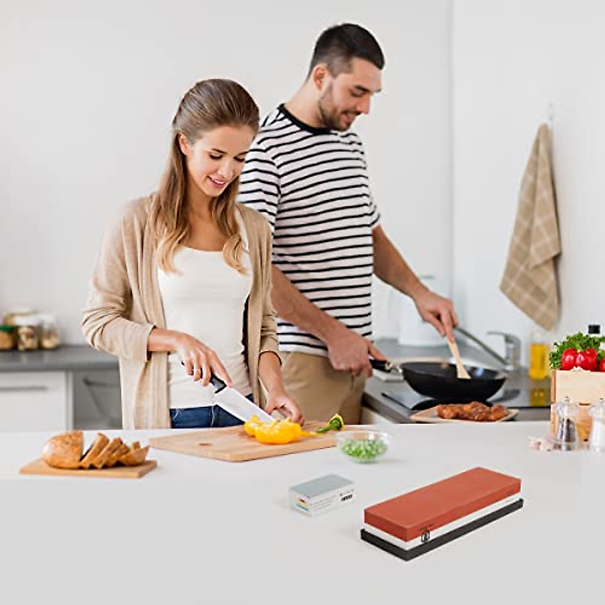 WUTA Sharpening Stone Set Sharpener Flattening Stone for Polishing Knife