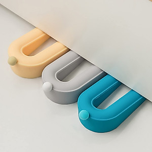 3 Pack Big Door Stopper,Door Stops with Door Holder,Premium Soft PVC Security Wedge for Bottom of on Tile,Concrete, Carpet,Wooden Floor,Fashion Design(3 Colors)
