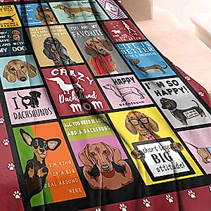 Dachshund Dog Throw Blanket Fleece Blanket Soft Warm Cozy for Sofa Couch Bed 50in*60in