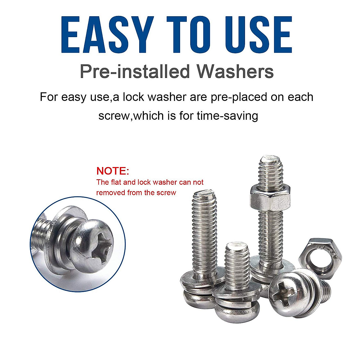 NINDEJIN 780PCS M2 M3 M4 M5 Phillips Pan Head Screws Bolt Nut Lock Flat Washers Machine Screws Assortment Kit