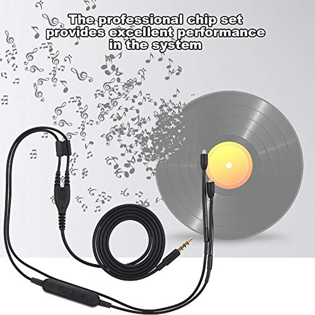 MMCX Replacement Headphone Cable, TPE Headphone Extension Cable with 3.5mm Plug for Shure se215 se425 se535 se846 ue900(Black with mic)