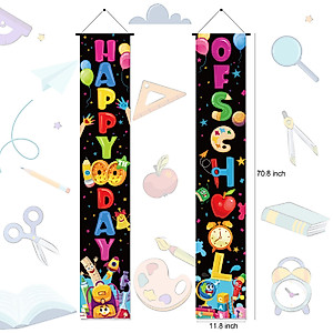 HOWAF 100th Day Of School Party Decoration Banner, Happy 100 Days of School Porch Sign for Kindergarten Pre School Primary Hooray 100th Day Party Decorations Supplies, 100 Days Smarter Party Favors Front Door Banner