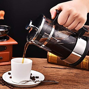 French Press Stainless Steel Espresso Maker, Plunger Coffee Maker, Espresso and Tea Maker with Filter, French Press Coffee Machine 11 x 7.2 x16.3cm