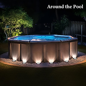 SOLPEX Solar Ground Lights, 8 LED Solar Powered Disk Lights Outdoor Waterproof Garden Landscape Lighting for Yard Deck Lawn Patio Pathway Walkway (8 Pack, White)