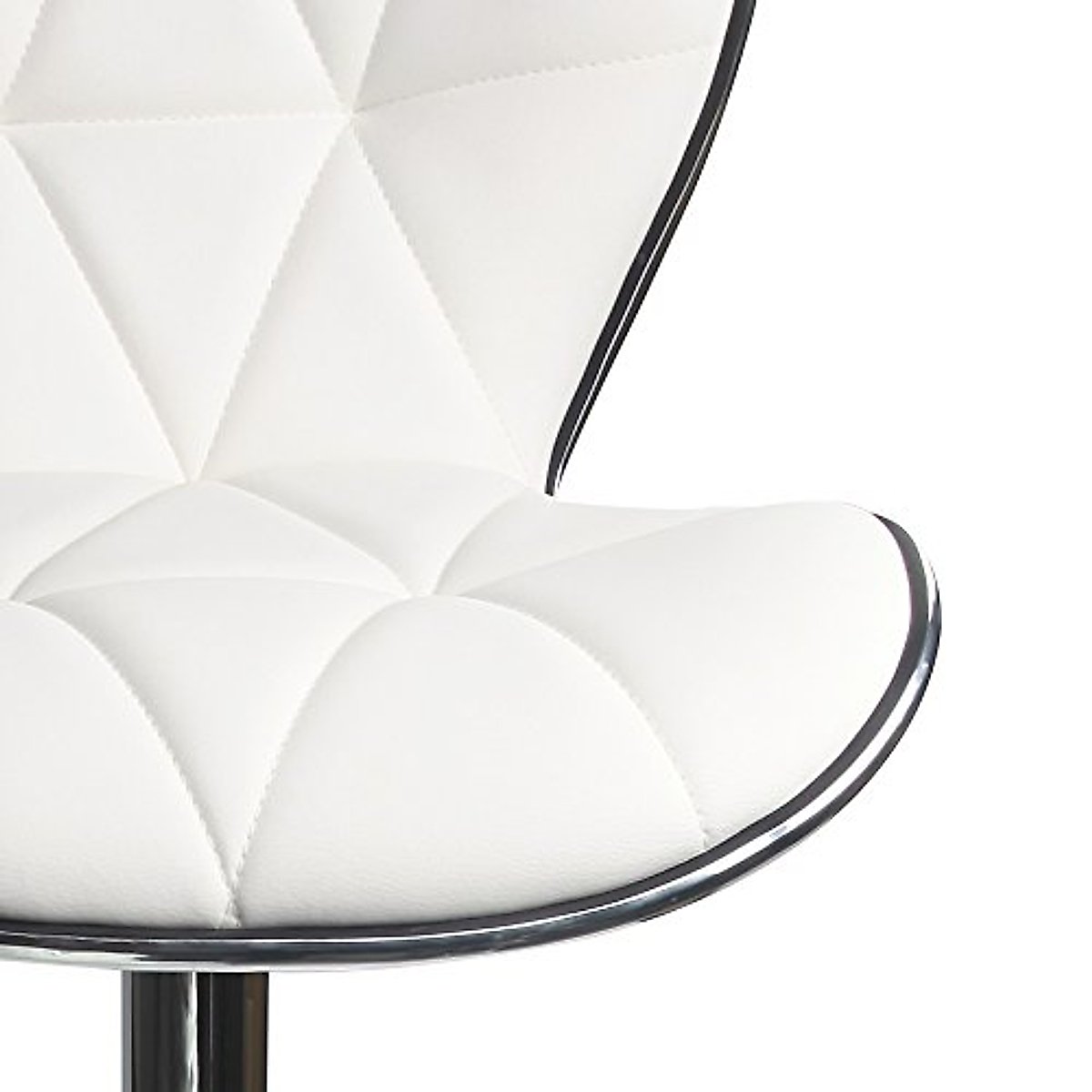 Leopard Shell Back Adjustable Swivel Bar Stools, PU Leather Padded with Back, Set of 2 (White)