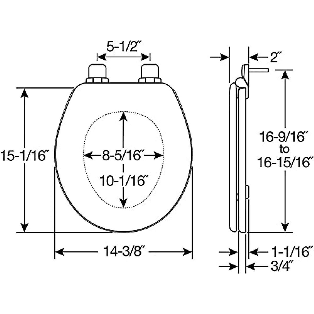 MAYFAIR 843SLOW 000 Lannon Toilet Seat will Slow Close and Never Loosen, ROUND, Durable Enameled Wood, White