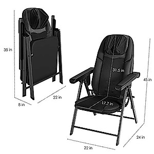 COMFIER Folding Massage Chair Portable, Shiatsu Neck Back Massager with Heat, Foldable Chair Massager for Full Body, Adjustable Backrest Height,Office Home Use, Gifts for Men Women,Black