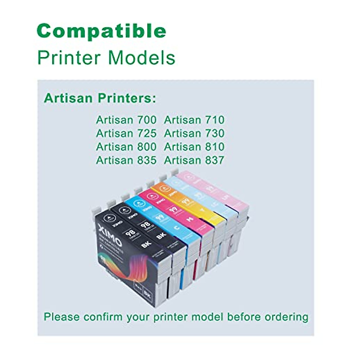 XIMO Remanufactured Ink Cartridge Replacement for Epson 98 99 T098 T099 to use with Artisan 700 710 725 730 810 835 837 Printer(2 Black,1 Cyan,1 Magenta,1 Yellow,1 Light Cyan,1 Light Magenta,7 Pack)