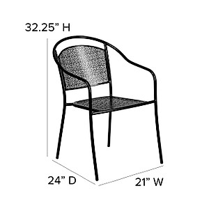 Flash Furniture Oia Commercial Grade 5 Pack Black Indoor-Outdoor Steel Patio Arm Chair with Round Back