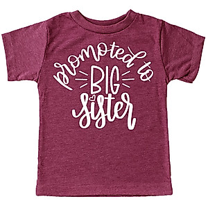 Olive Loves Apple Promoted to Big Sister Colorful Announcement T-Shirt for Baby and Toddler Girls Sibling Outfits Vintage Burgundy Shirt