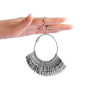 OKREVIEW Ring Mandrel Sizer Finger Sizing Measuring Stick - Ring Sizer Guage 27 Pcs Metal Circle Models Jewelry Tool