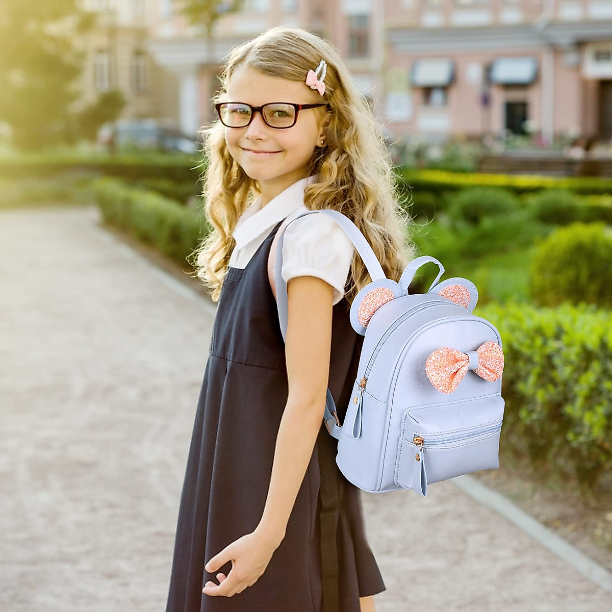 DingCo Girls Mini Backpack Sequin bow Mouse Ears cute backpack small backpack gifts for teenage girls