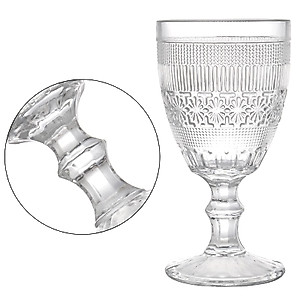 Coloch 4 Pack Wine Goblet Glasses, 11 Oz Vintage Water Glasses Set Romantic Mixed Drinking Glassware for Juice, Red Wine, Cocktail, Baby Shower, Wedding, Party