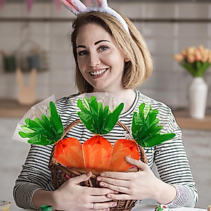 Threetols 100pcs Easter Carrot Cone Cellophane Bags, Creative Carrot Shape Treat Bags Easter Candy Bags Triangle Cello Bags Orange Carrot Bags with Twist Ties for Easter Party Favor