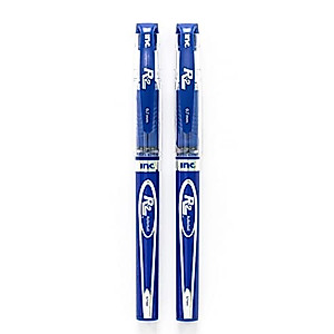 INC 0.7 mm R-2 Roller Ball Pen,Controlled Ink Flow System, Blue Ink, Comfort Grip, 2 pack