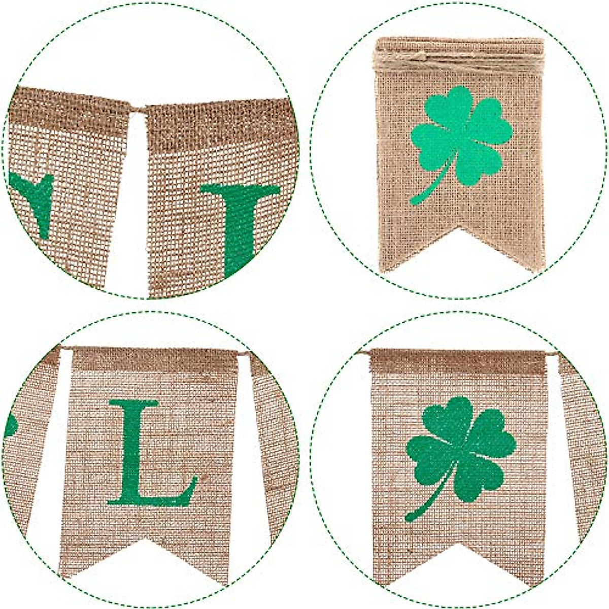 3 Pieces St. Patrick's Day Banner Decoration Irish Lucky Burlap Banner Felt Shamrock Clover Garland Banner for St. Patrick's Day Irish Party Supplies