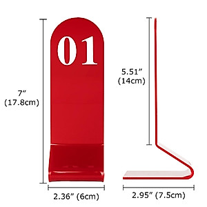Muka Set of 10 Acrylic Double Sided Table Numbers, Number Signs for Wedding Restaurant Banquet-Red-Number 1to10