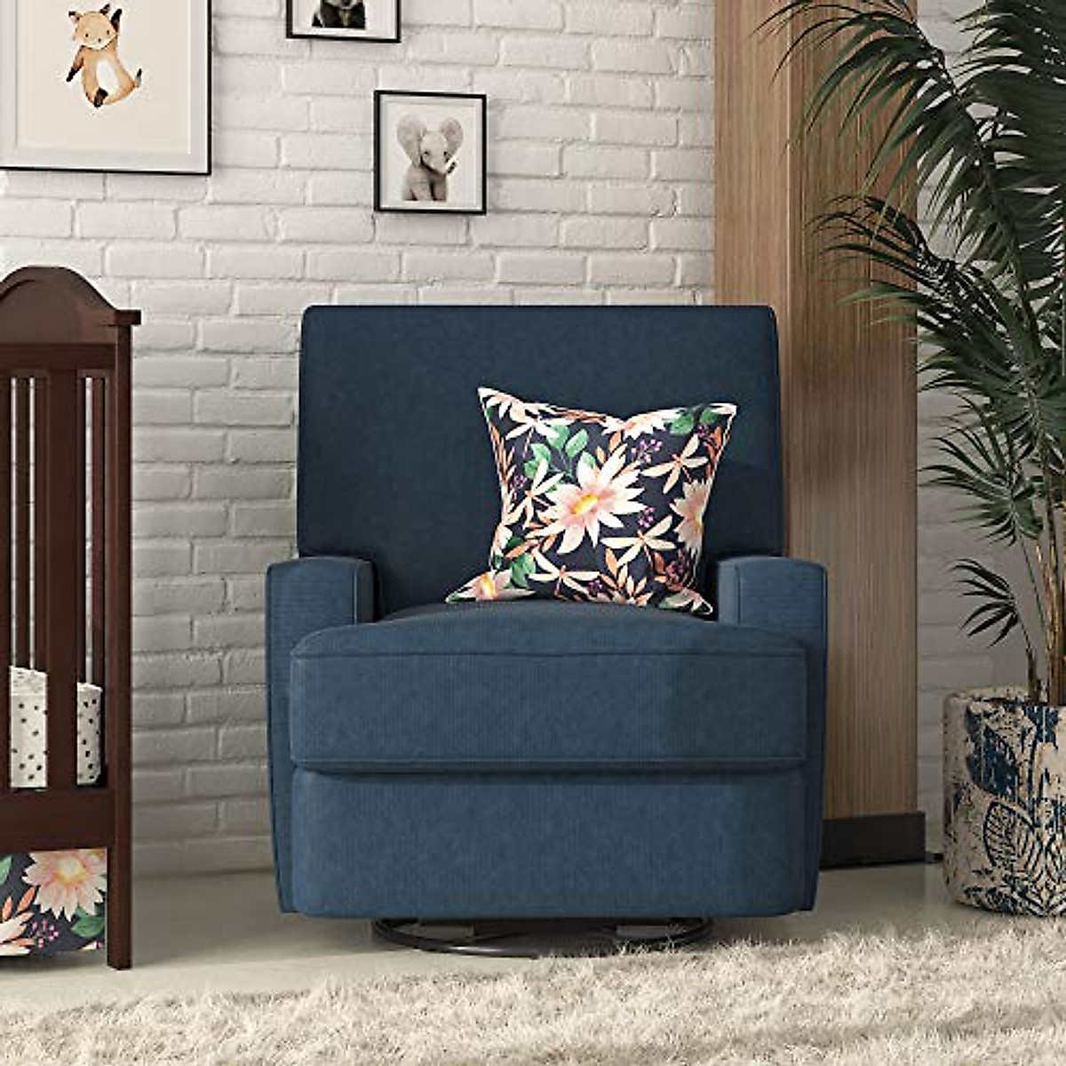 Baby Relax Rylan Swivel Glider Chair, Coil Seating, Dark Blue Recliner