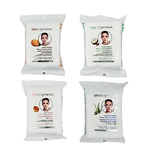 SpaScriptions Makeup Cleansing Wipes 30 CT, Variety 4 pack, 120 Count Total