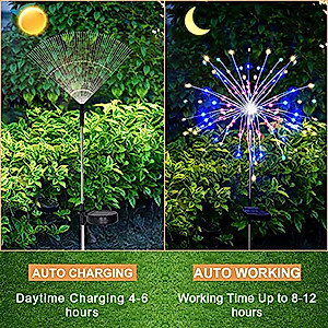 Nantala Solar Firework Lights, Outdoor Solar Garden Lights Waterproof,8 Lighting Modes 120 LED Twinkling and Steady, Suitable for Gardens, courtyards, Parties, Flowerbed (2 Pack, Colorful)