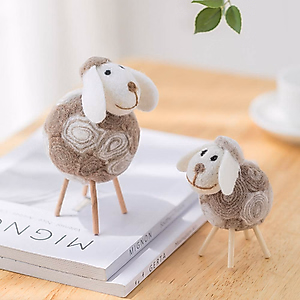 Cute Lamb Hanging Decoration,Felted Wool Sheep Decor,Christmas Tree Decorative Hanging Ornament Sheep Plush Decorative(B 6 x 6 x 11cm)