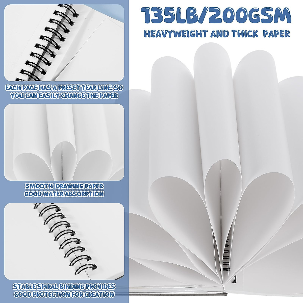 135lb/200gsm Marker Paper Pad, 8.3×8.9in Double Sided Bleedproof Sketch Pad, 30 Sheets Art Paper Spiral Sketchbook, Smooth Alcohol Marker Paper Painting Coloring Paper for DIY, Christmas Gifts