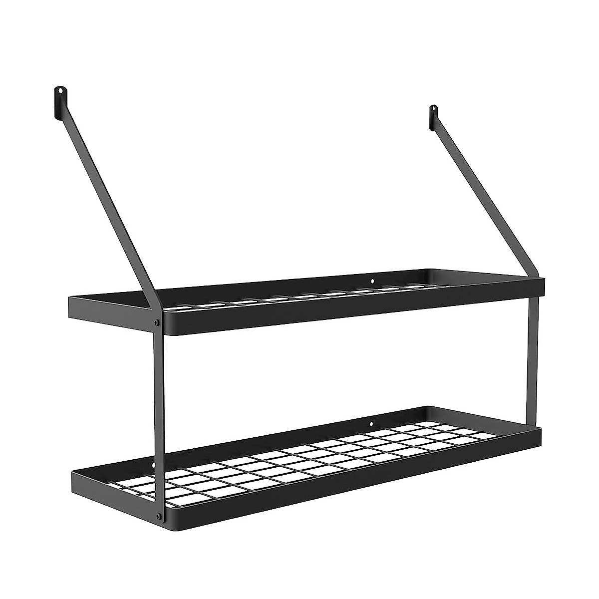 KES 30-Inch Pot Rack 2 Tier Pan Rack for Kitchen Wall Mounted Pot Organizer with 12 S-Hooks Heavy-Duty Matte Black, KUR218S75B-BK