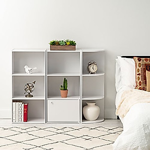 IRIS USA Small Spaces Wood, Bookshelf Storage Shelf, Bookcase, 3-Tier - Corner, White,596326