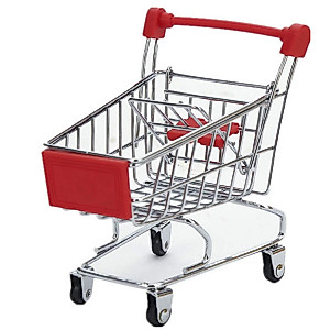 Mini Supermarket Handcart，4 Pack Supermarket Handcart Shopping Utility Cart Mode Storage Toy (Pink,Yellow,Red,Blue)