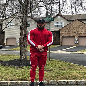 TEZO Men's Casual Active Tracksuits Full Zip Sports Jogging Suits Sets Athletic Running 2 Piece Sweatsuits with Zip Pockets(YLBK XL)