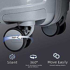 Joyway 20 In Carry On Luggage with Spinner Wheels,Hardside Luggage Sets PP Durable Suitcase with TSA Lock(Grey,20inch)