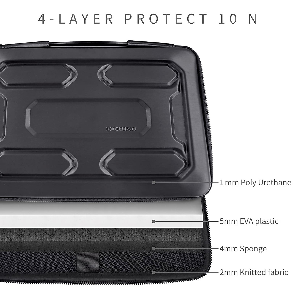 DOMISO 14 inch Laptop Sleeve Shoulder Bag Shockproof Waterproof Computer Bag EVA Protective Carrying Case Handbag for 14" ThinkPad E480/Yoga 920/13.5" Microsoft Surface Book/HP Pavilion 14 Stream 14