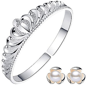 TOPOB Classic 925 Sterling Silver Bracelet, Ladies Fashion Pattern Open Alloy Jewelry Cuff Bangle Chain Bracelets (Silver-C)