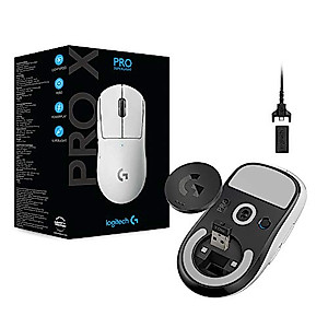 Logitech G PRO X SUPERLIGHT Wireless Gaming Mouse, Ultra-Lightweight, HERO 25K Sensor, 25,600 DPI, 5 Programmable Buttons, Long Battery Life, Compatible with PC / Mac - White