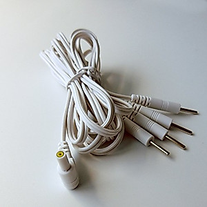 ELYSAID 2Pcs/Pack 4 in 1 Replacement Electrode Lead Wires Connect Cables DC Head 2.35mm Pin 2mm for TENS 7000 & TENS Machines