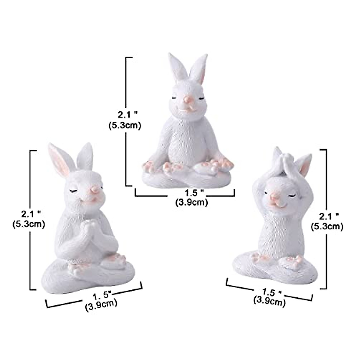 Rabbit Statue Fairy Garden Decor - 2.1" Set of 3 Tiny Gifts for Women/Mom/Grandma/Daughter/Sister, Gift Ideas for Christmas, Best Easter Gifts, Bunny Figurine for Home Table/Shelf Decor