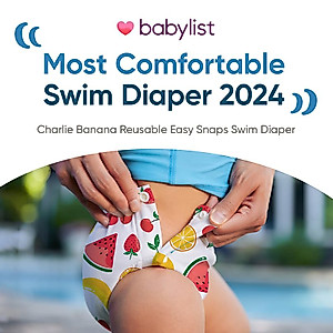 Charlie Banana Reusable Swim Diaper, Washable, with Easy On and Off Snaps for Baby Girls Boys, Soft and Snug Waterproof Fit to Prevent Leaks - Turquoise, Size S (12-20 lbs)