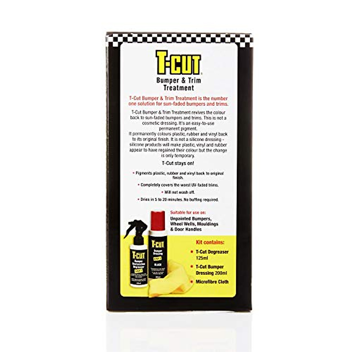 T-Cut Grey Car Bumper & Trim Treatment Kit Plastic Rubber Vinyl Colour Restorer