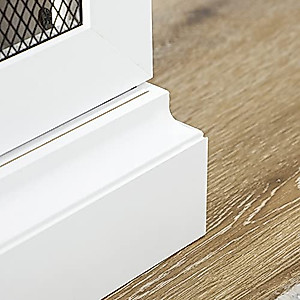 HOMCOM Farmhouse Kitchen Sideboard, Buffet Cabinet with Sliding Barn Door and Adjustable Shelves for Living Room, White